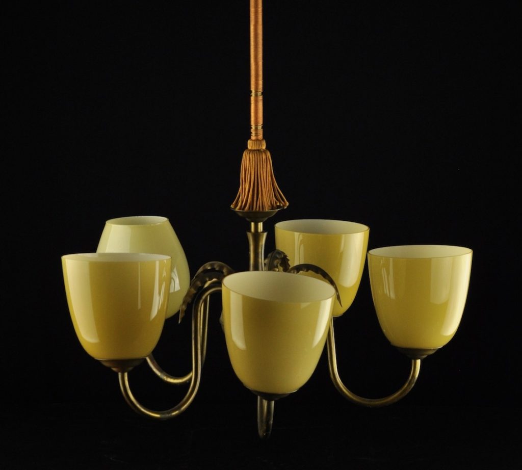 Functional style pendant lamp, 5 glass dome - Idla Antiik