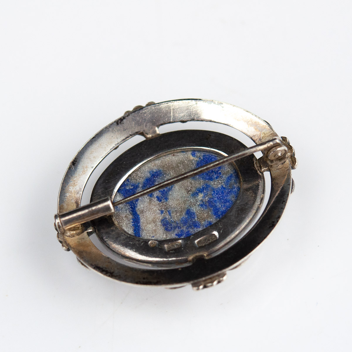 Russian 875 silver brooch with natural stone - Idla Antiik