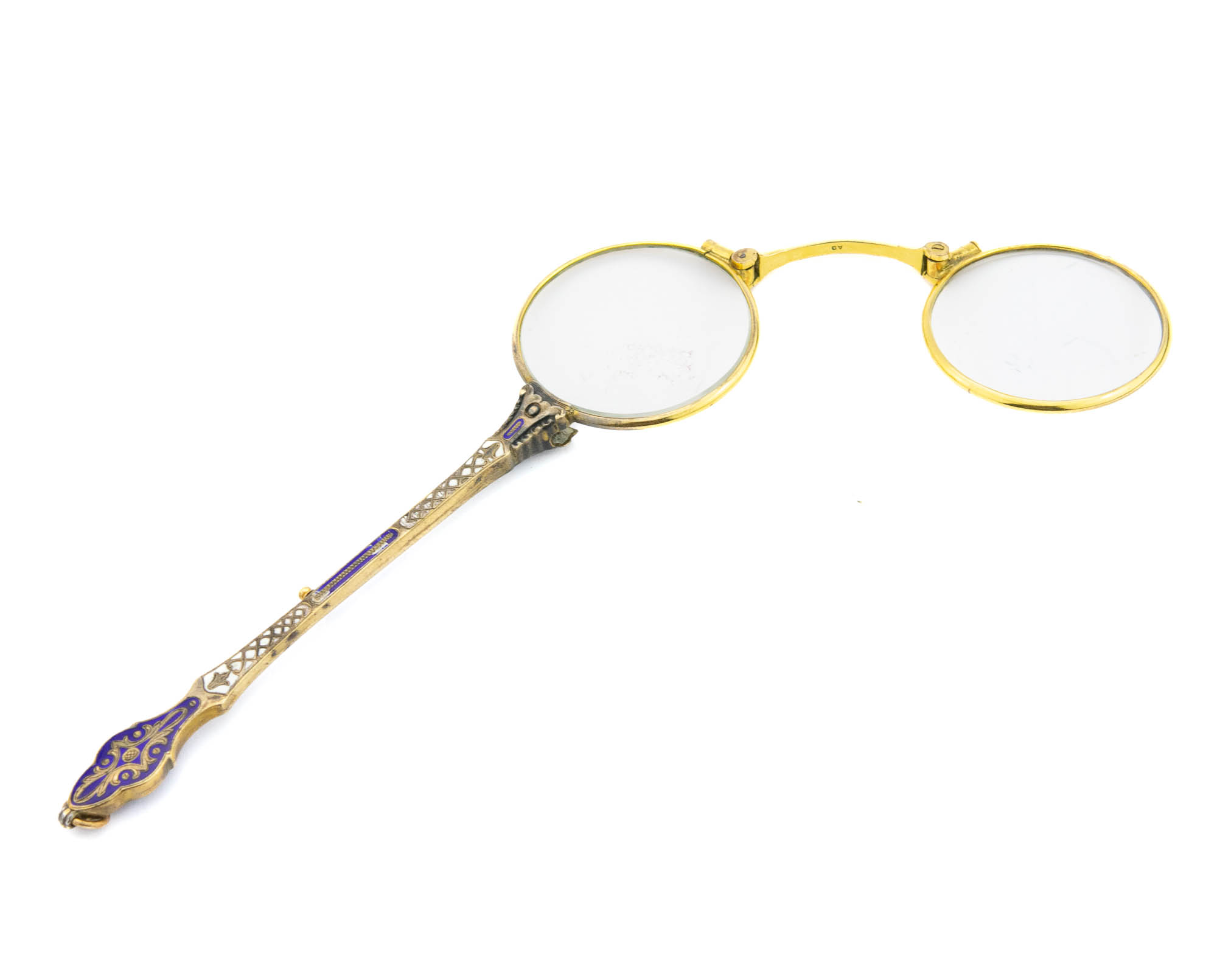 Lornjett-prillid, kullatud, sang emailiga - Idla Antiik
